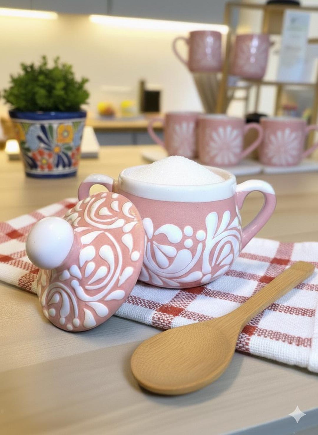 Handmade Pink and White Mexican Talavera Sugar Tray With Lid ...