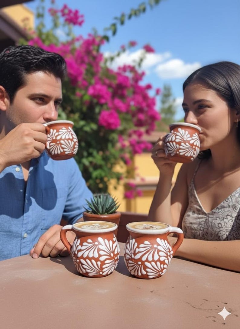 Cielito Lindo Mexican Coffee Mugs – 16 Oz | Brown & White | Lead-free ...