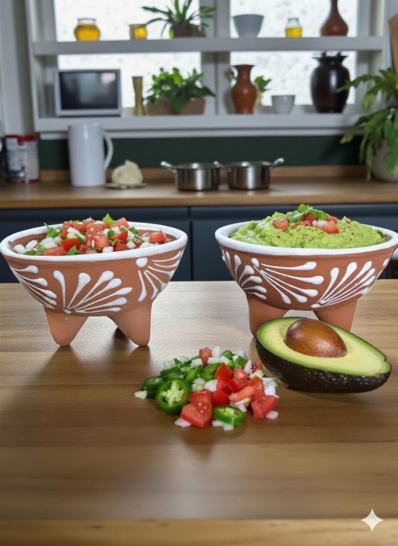 Set of 2 Handmade Salsa Bowls || Brown and White || Arteyalmamexicana ...