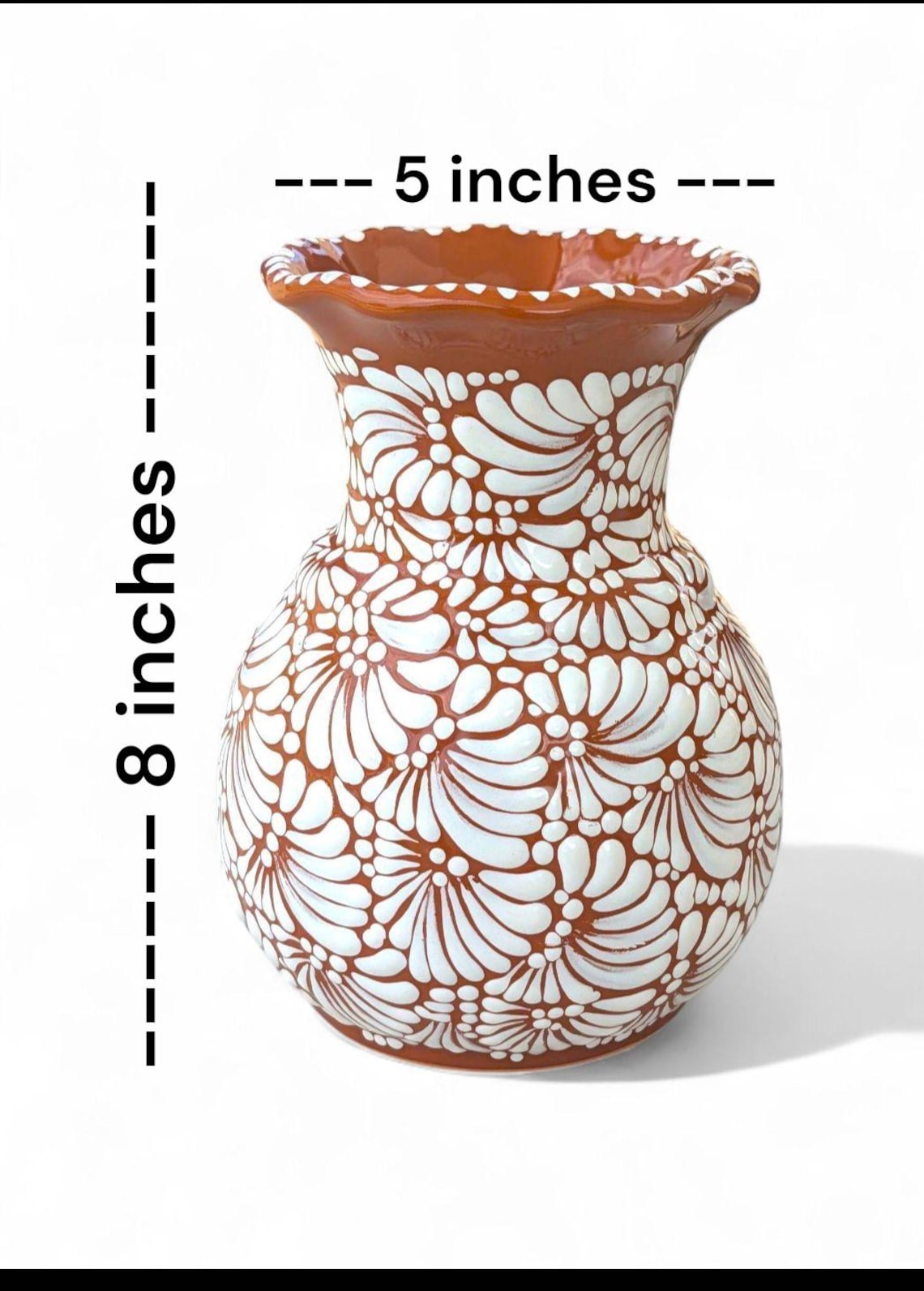 Handmade Mexican Talavera Brown & White Flower Vase Cielito Lindo ...