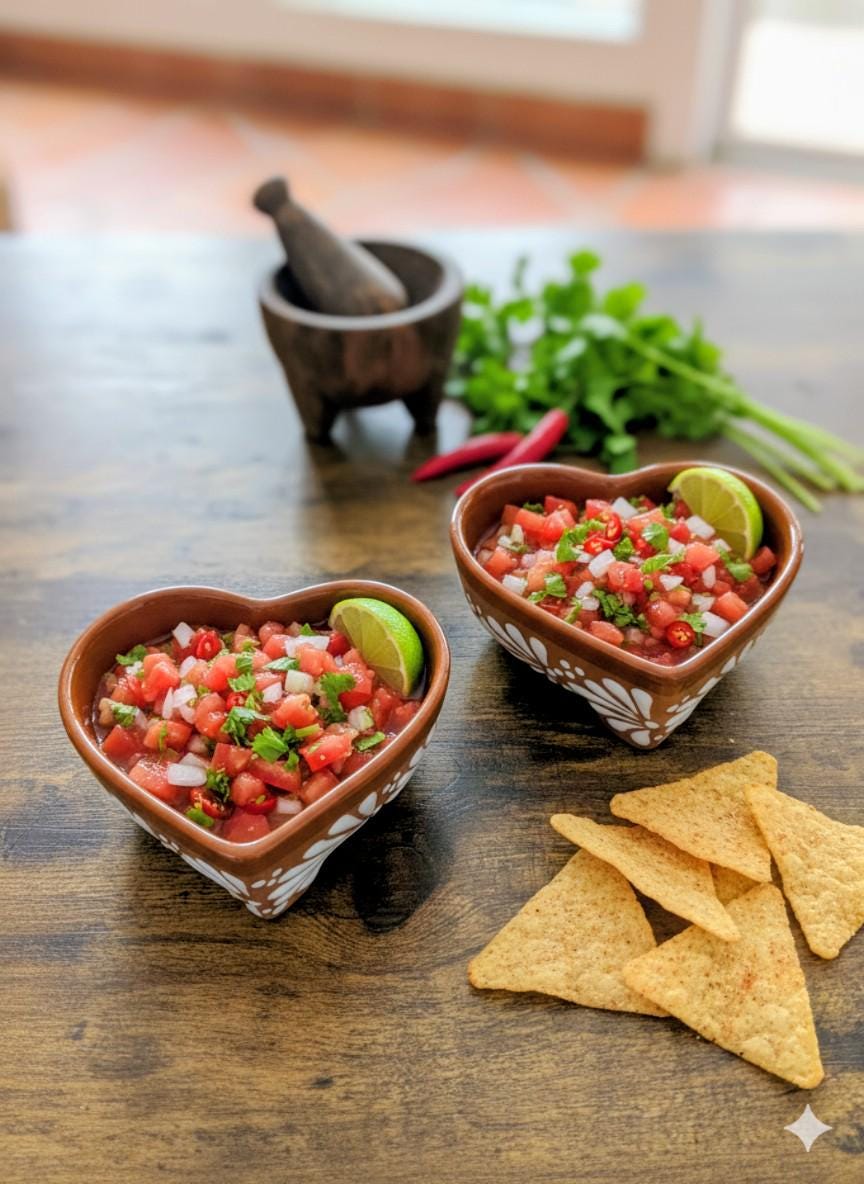 Handmade Talavera Salsa Bowls | Heart Shaped |brown and White ...