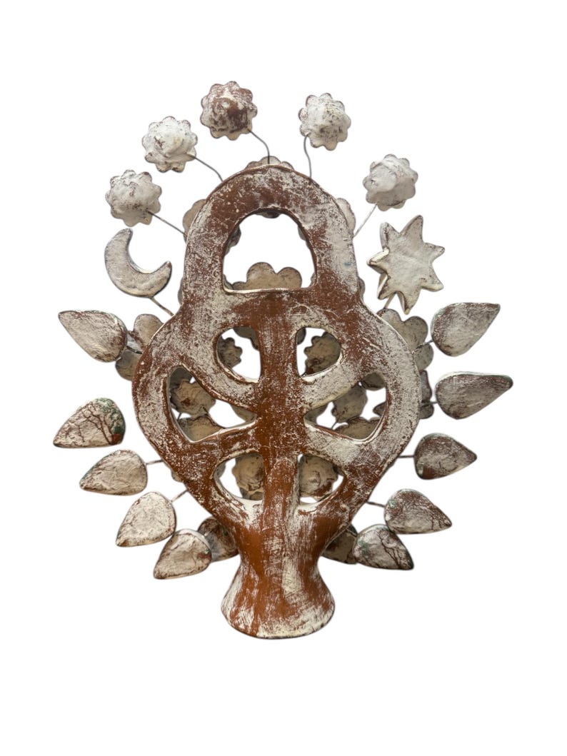 Hand-painted Clay Tree of Life - Mexican Folk Art Decoration (14" Tall ...