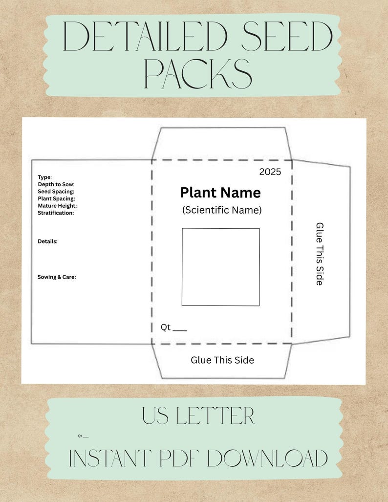 Printable Seed Packet Template: Minimalist Design (digital Download) - Etsy