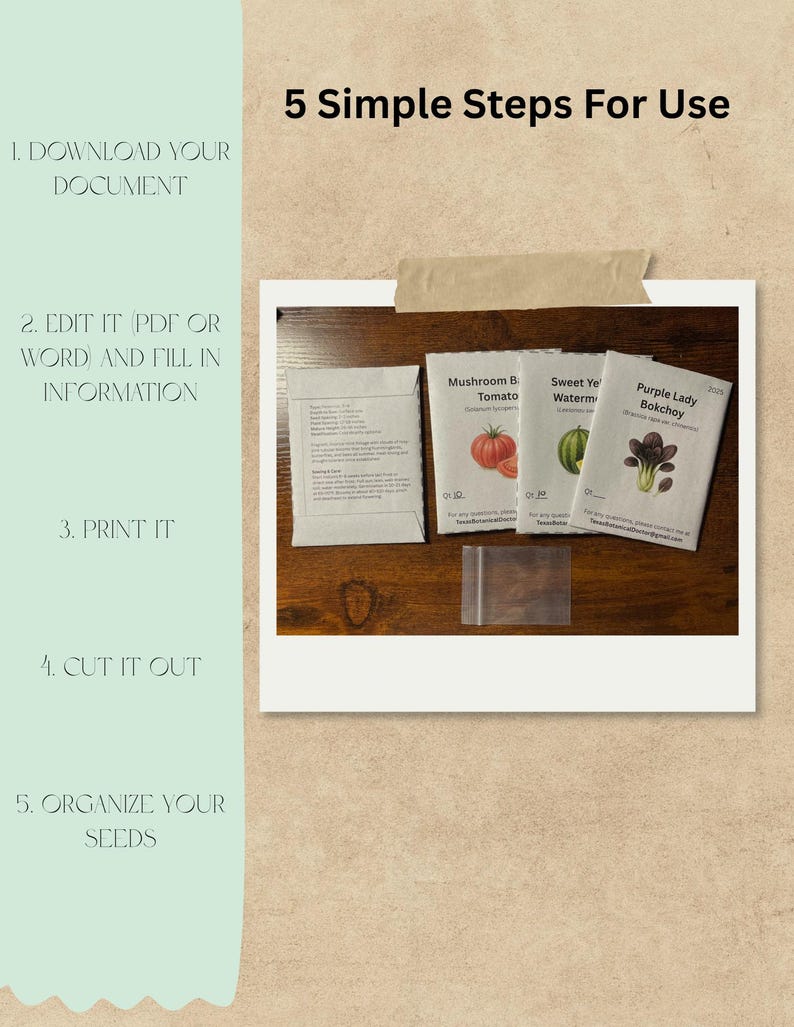 Printable Seed Packet Template: Minimalist Design (digital Download) - Etsy