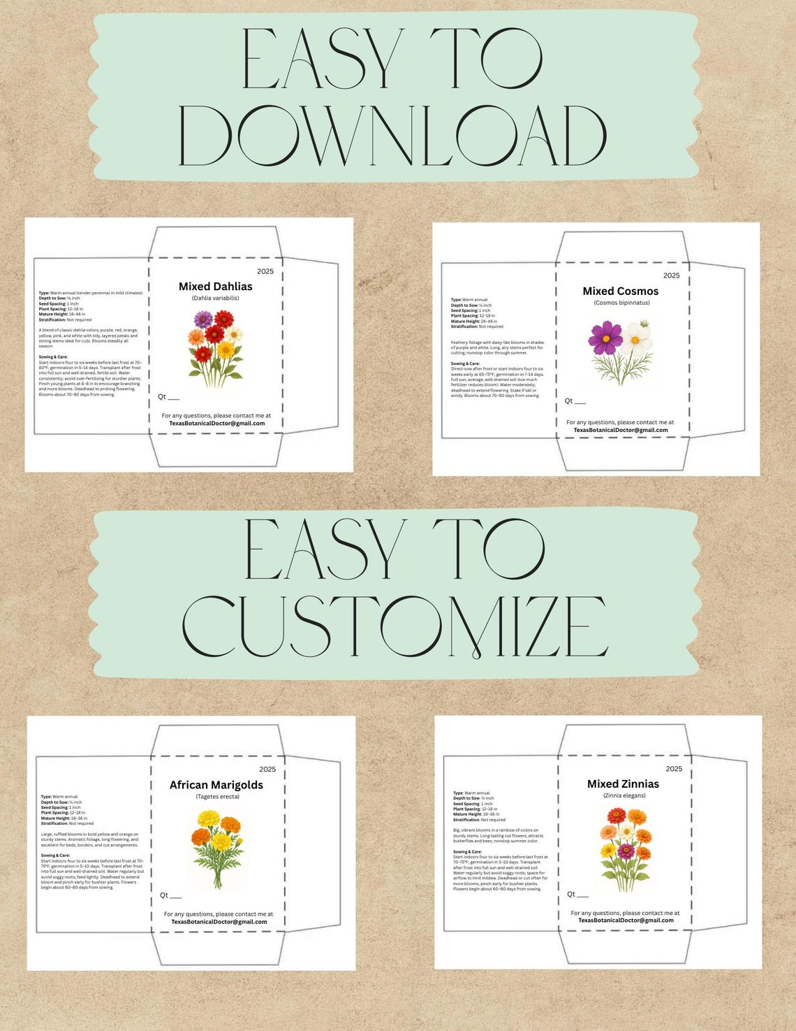 Printable Seed Packet Template: Minimalist Design (digital Download) - Etsy