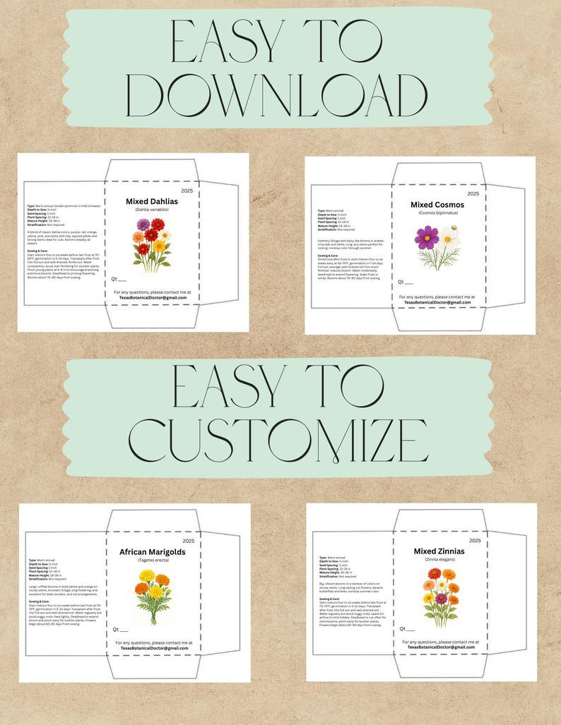 Printable Seed Packet Template: Minimalist Design (digital Download) - Etsy