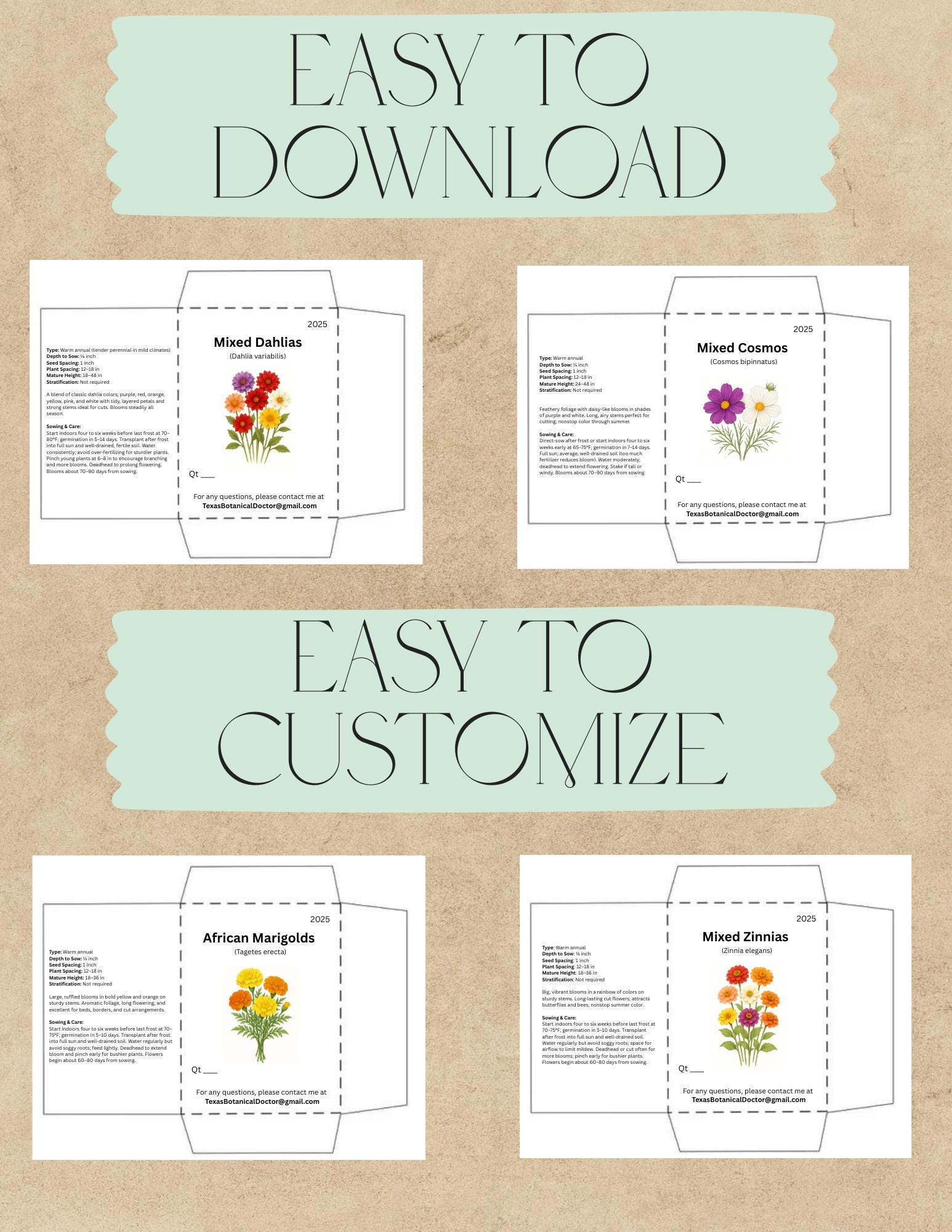 Printable Seed Packet Template: Minimalist Design (digital Download) - Etsy