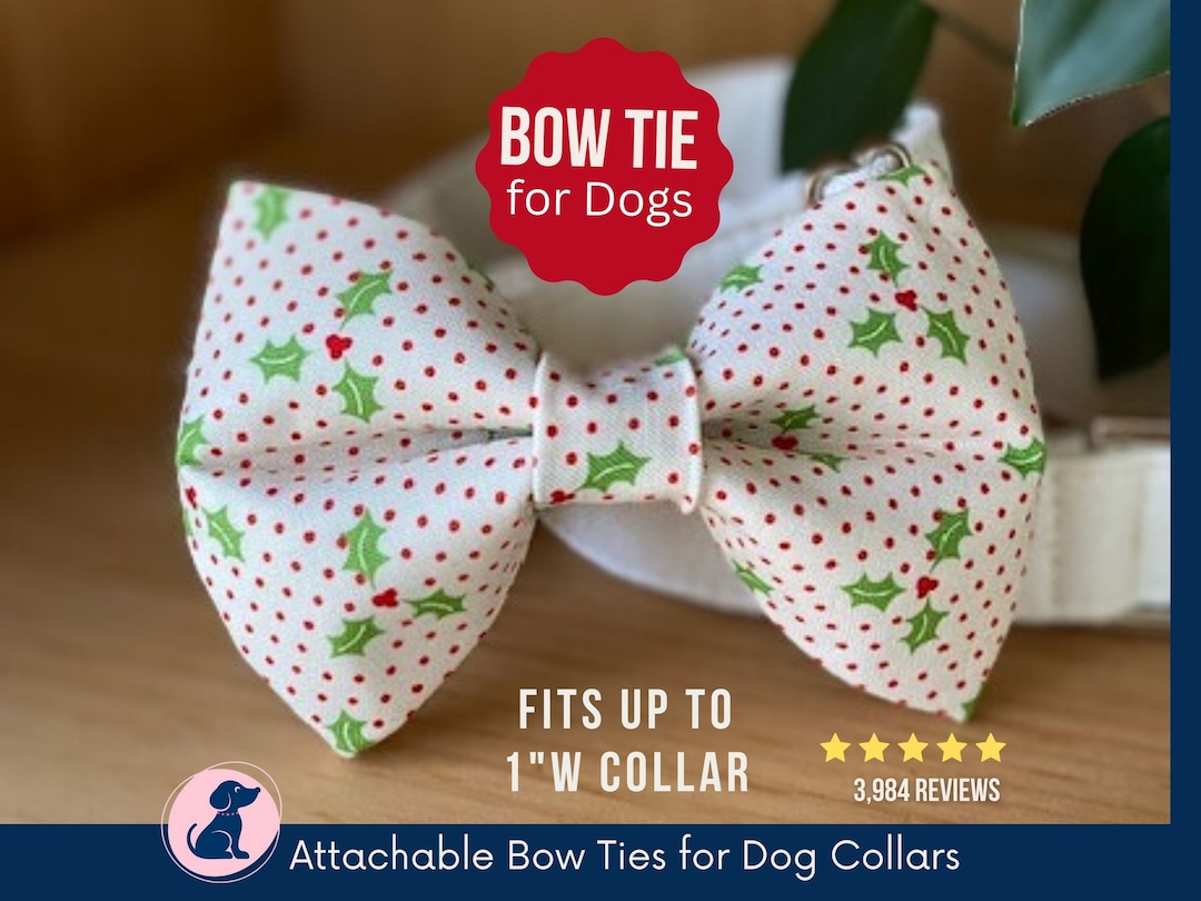 Christmas Dog Bow Tie, Christmas Dog Collar Bow Tie, Xmas Puppy Bow Tie ...