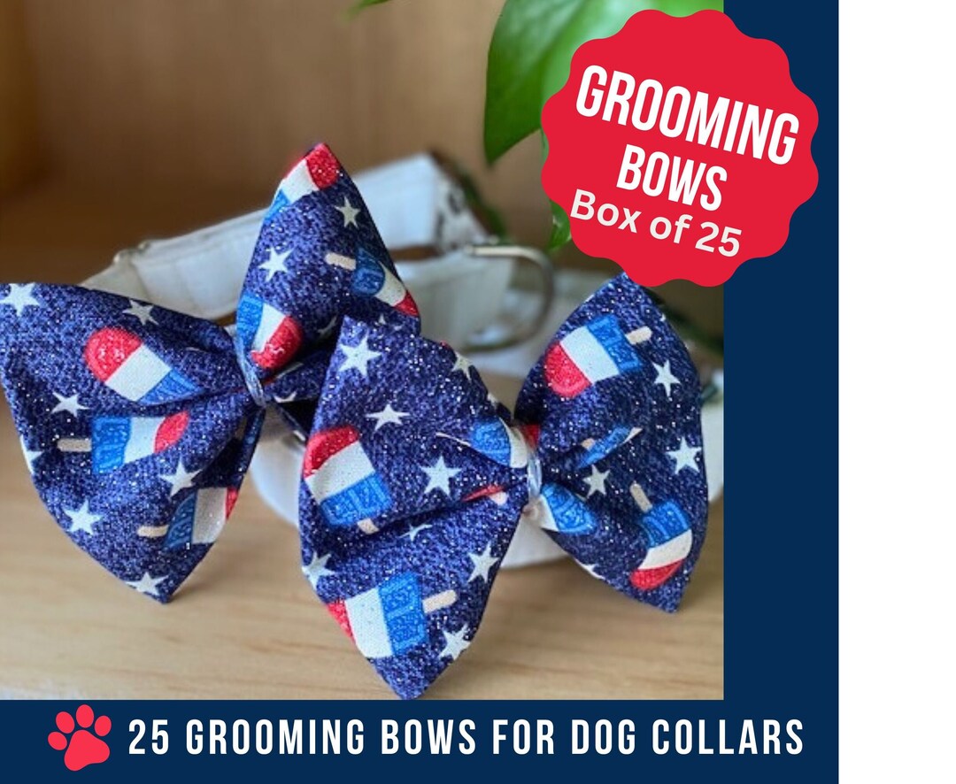 Patriotic Bows and Bow Ties for Dogs, Dog Grooming Bows, 4th of July ...