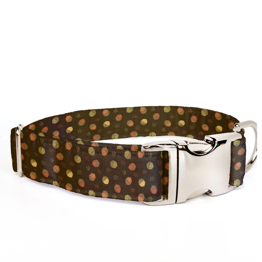 Acorn Print Dog Collar: Brown Fall Collar, Custom Pet Collar for ...