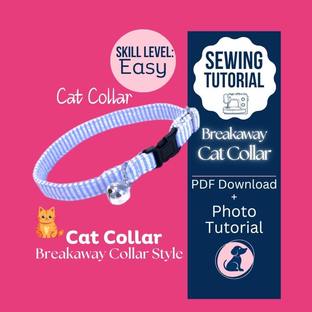 DIY Fabric Cat Collar Sewing Instructions: Adjustable Pattern (PDF) - Etsy