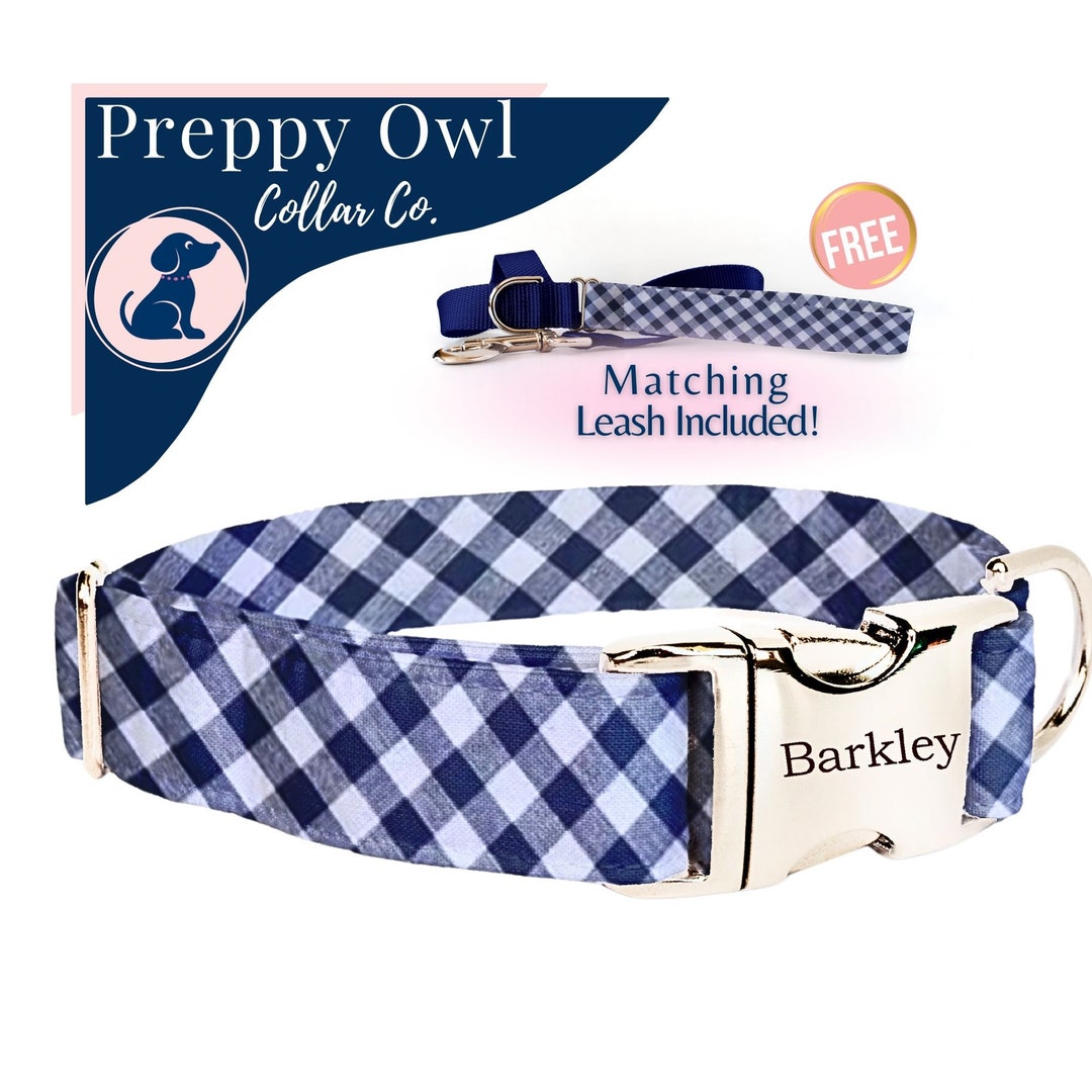 Summer Dog Collar Gingham Dog Collar Small Dog Collar Blue Cute Dog ...