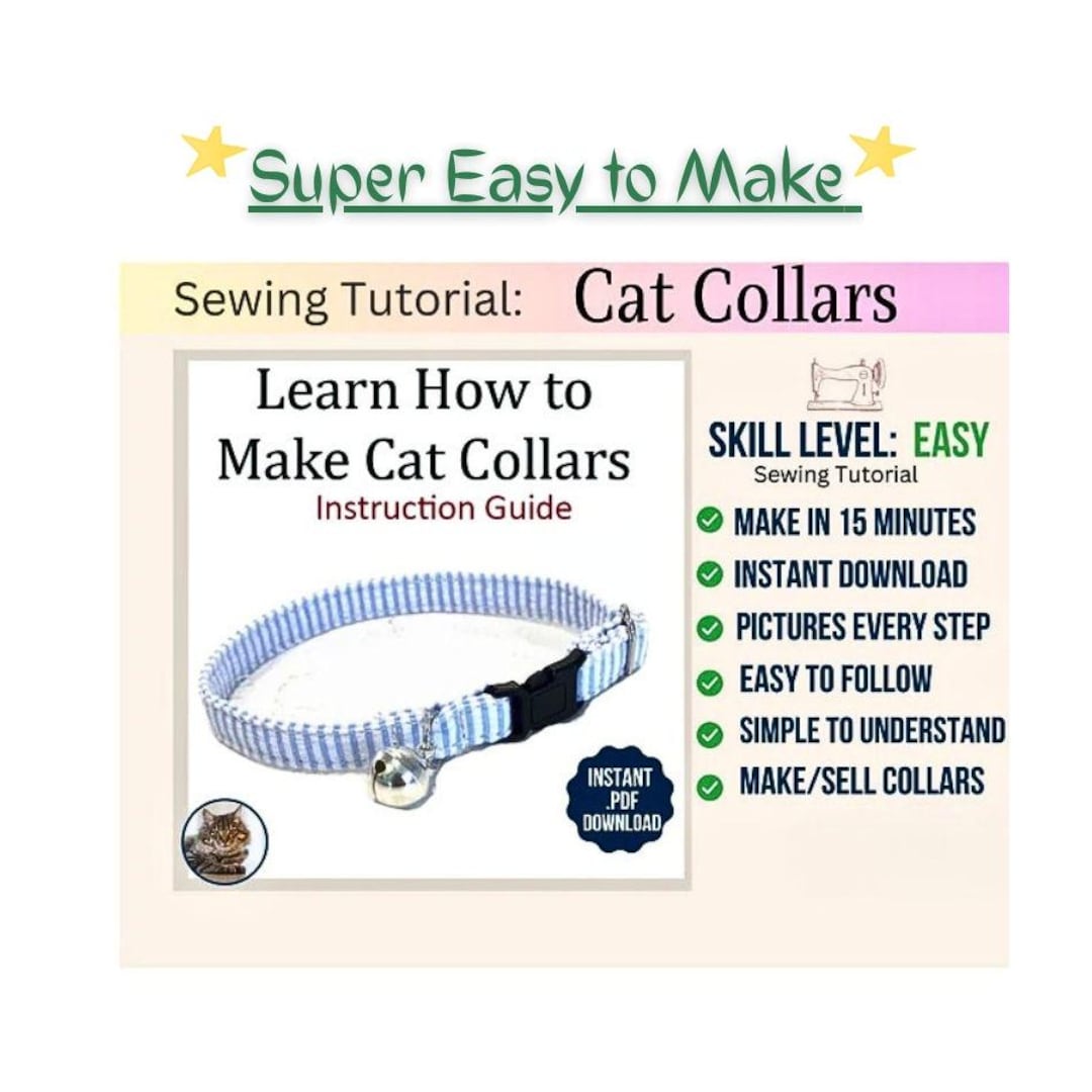 Cat Collar Sewing Tutorial: Easy DIY Fabric Kitten Collar (PDF Download ...