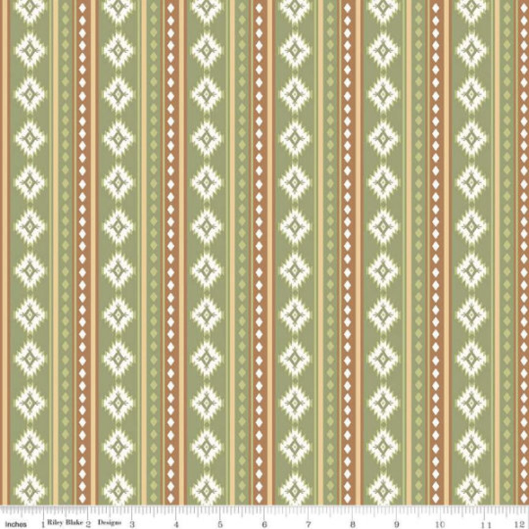 Western Stripes Cotton Fabric: Green Quilt Fabric by Riley Blake - Etsy