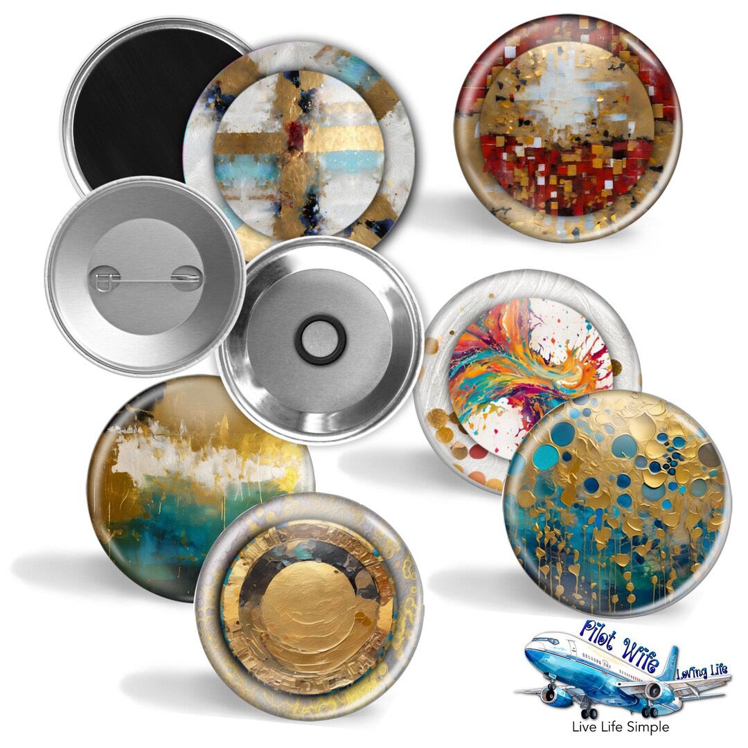 Abstract Art Collage - 1 Inch Buttons, Magnets, Charms (digital ...