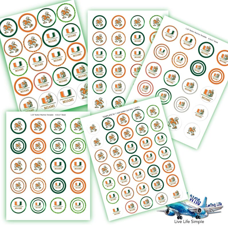 University of Miami Hurricanes Collage Images, Buttons, Magnets ...