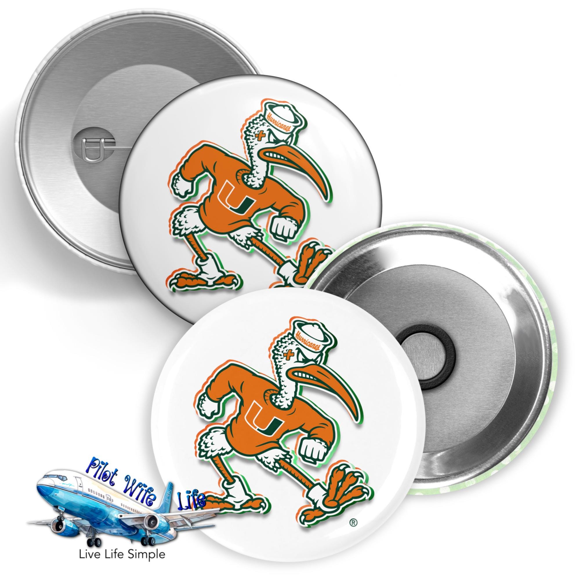 University of Miami Hurricanes Collage Images, Buttons, Magnets ...