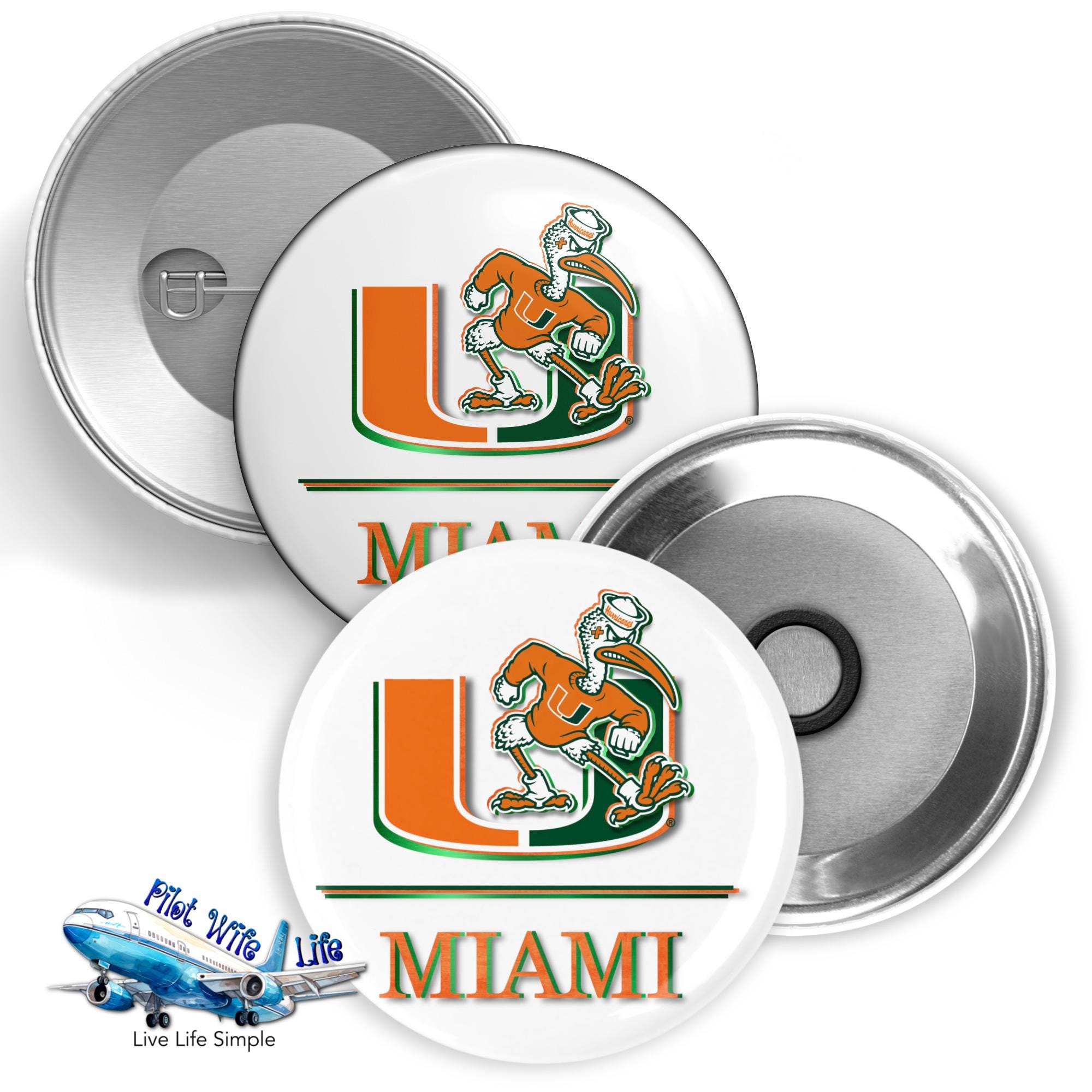 University of Miami Hurricanes Collage Images, Buttons, Magnets ...