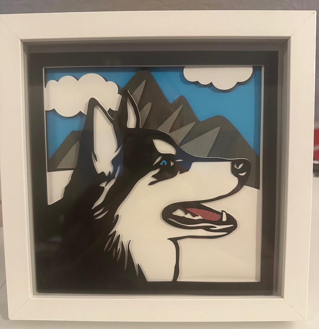 Husky 3D Layered Cardstock Shadow Box - Etsy