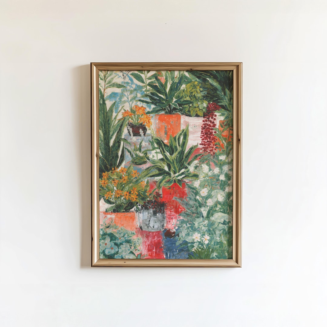 Botanical Print, Potted Plant Painting, Impressionist Garden Wall Art ...