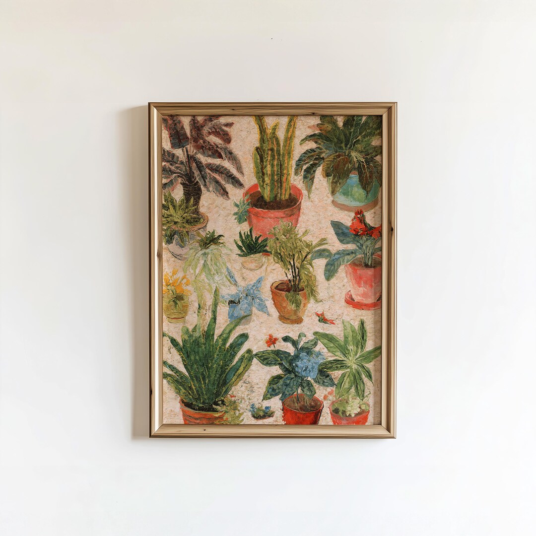 Vintage Botanical Illustration Print | Potted Houseplant Compendium ...