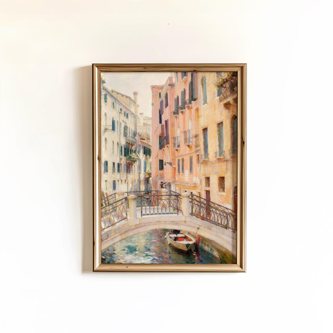 Venice: Canal Veduta | Venetian View Wall Art | Vintage Italian Poster ...