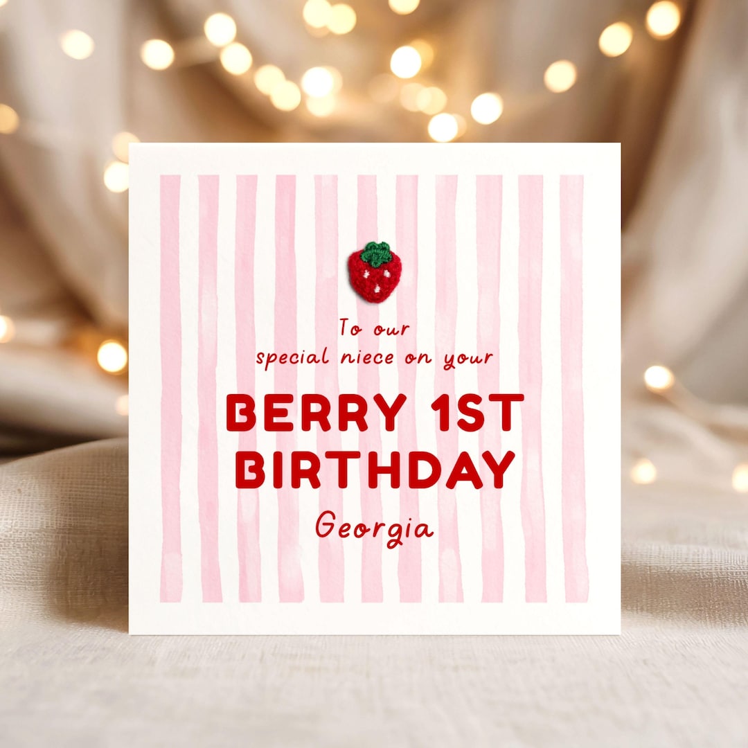 Personalised 1st Birthday Card for Niece – Berry 1st Birthday Handmade ...
