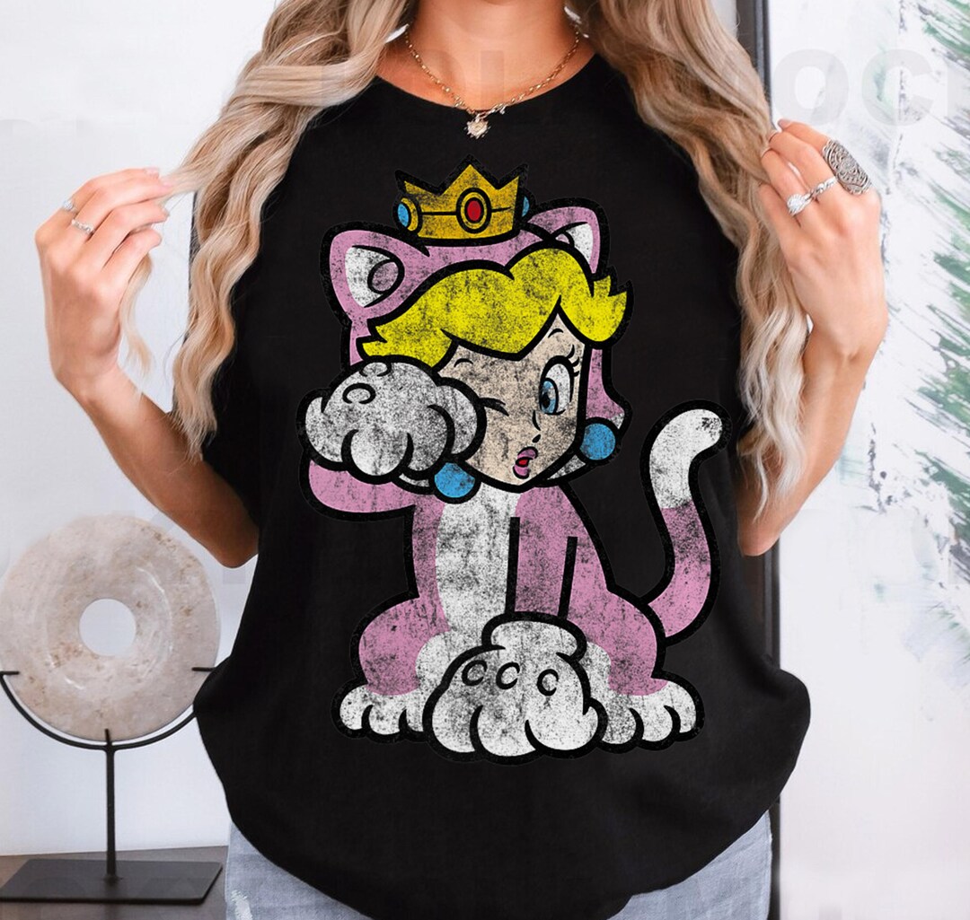 Super Mario 3D Bowser's Fury Princess Peach Cat Portrait T-shirt ...