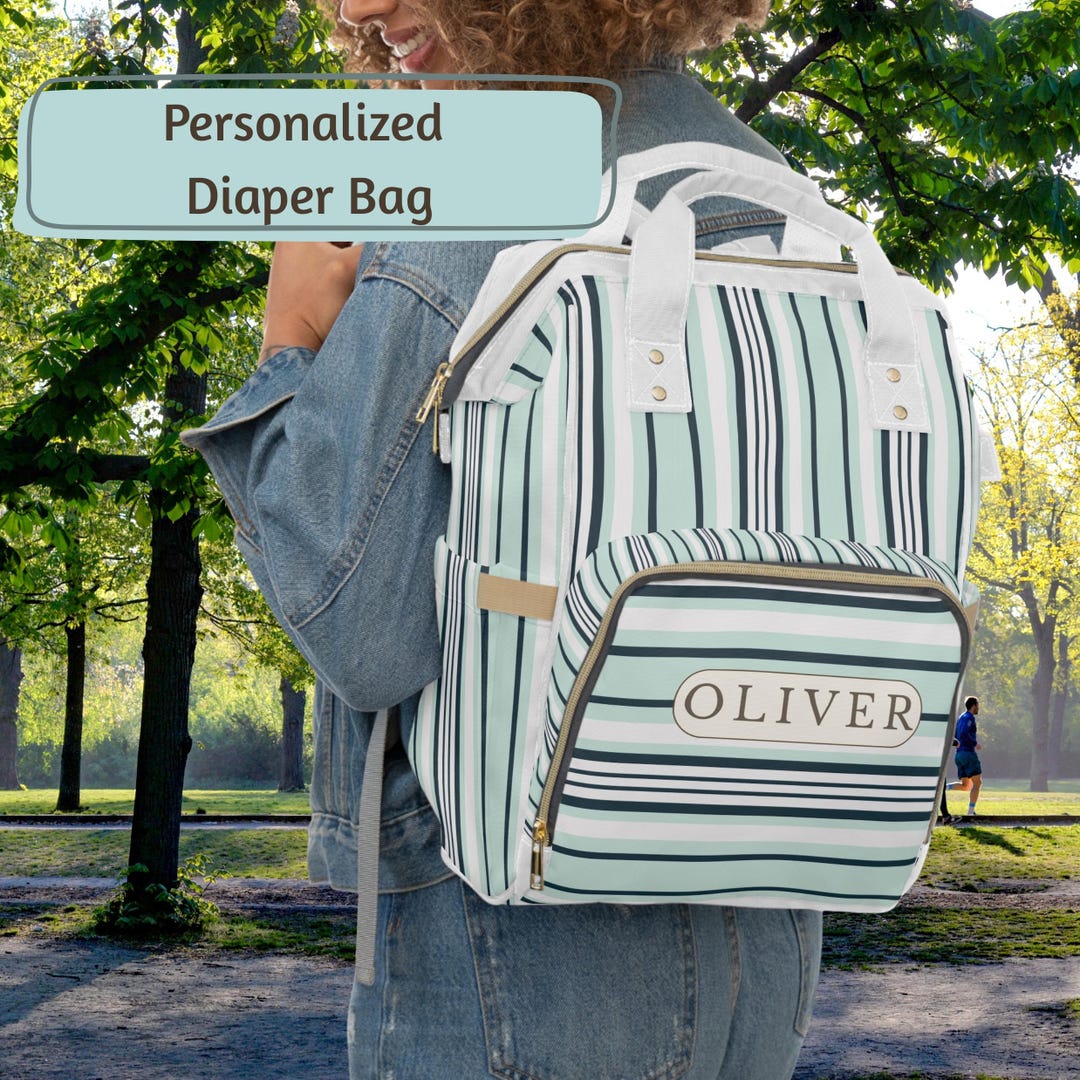 Personalized Boys Diaper Bag Pinstripe Backpack Espresso Name Custom ...