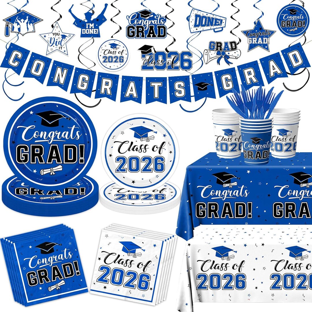 Graduation Decorations 2026 Tableware,189pcs White Pink Graduation ...