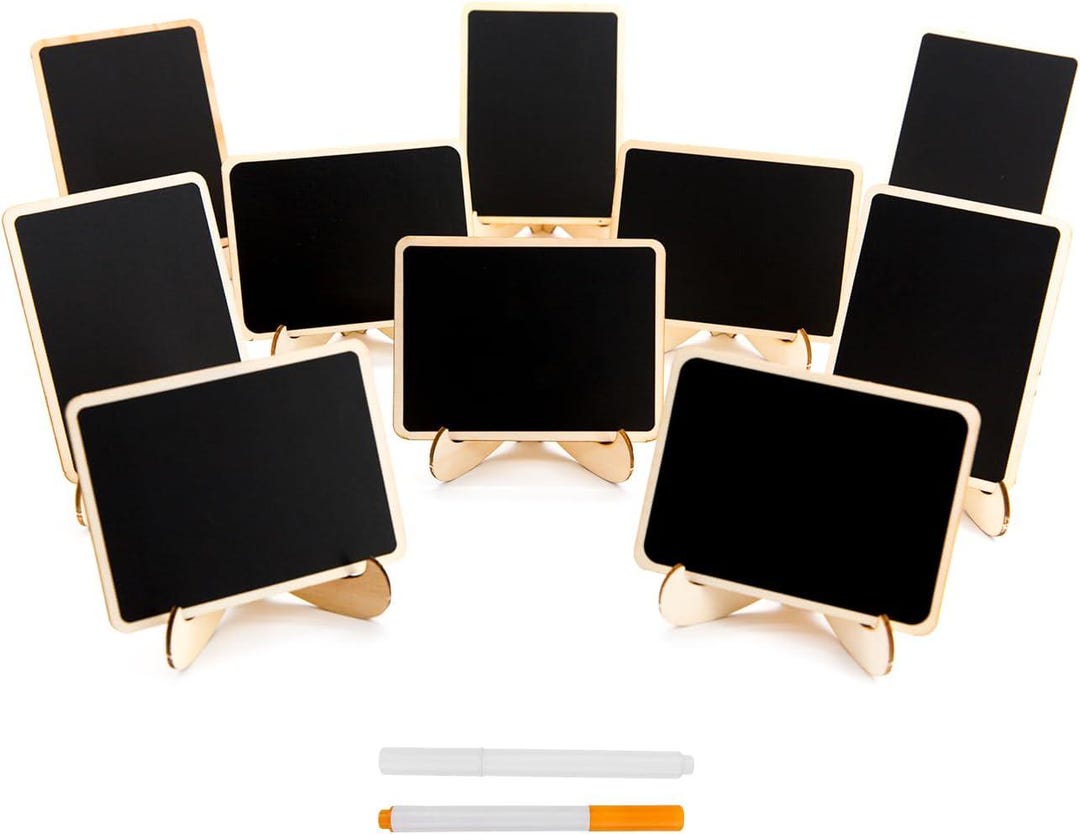 10 Pack Mini Chalkboards Signs With Easel Stand, Small Rectangle ...