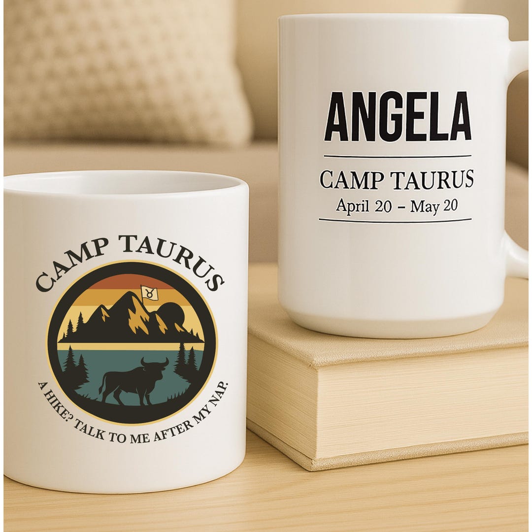 Retro Taurus Personalized Summer Camp Mug - A Hike? Talk to Me After My ...