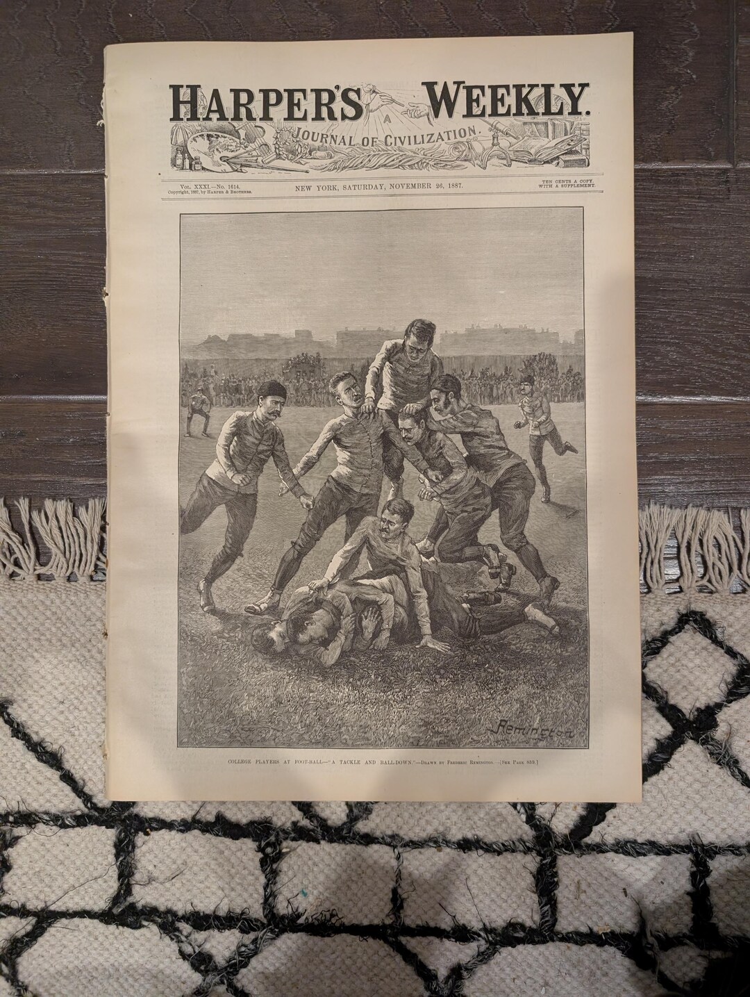 1887 Early Football and Baseball Harper’s Weekly Nov 26 – Remington ...