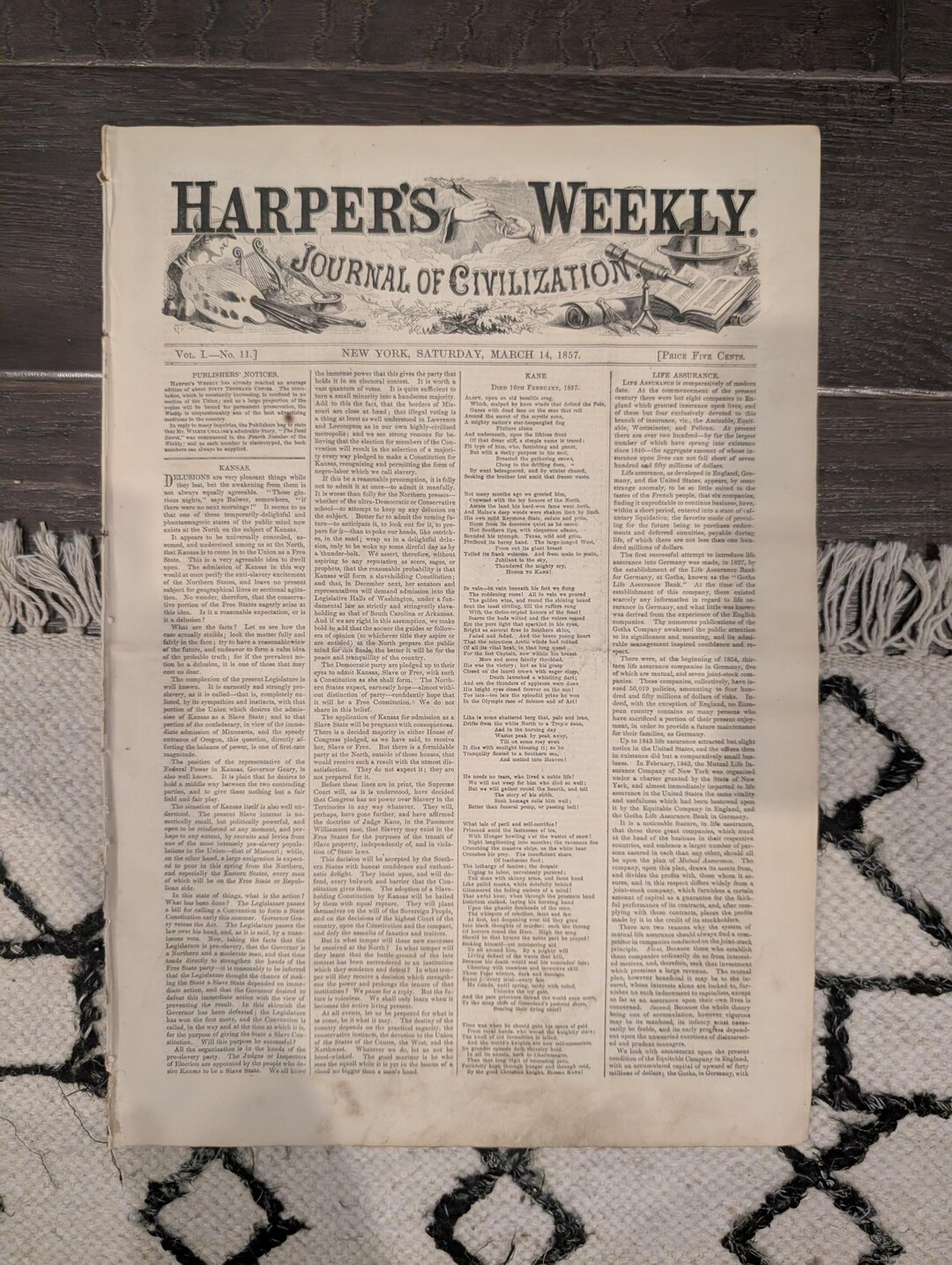March 14 1857 Harper's Weekly - Ballou's Pictorial, St. Louis Missouri ...