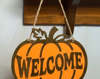Vintage Wooden Pumpkin Welcome Sign - Etsy