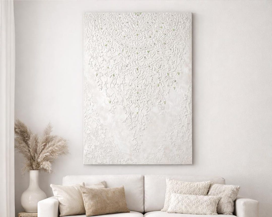 Handmade Perly Satin Mandala Wall Art | 3D Textured Canvas Stones ...