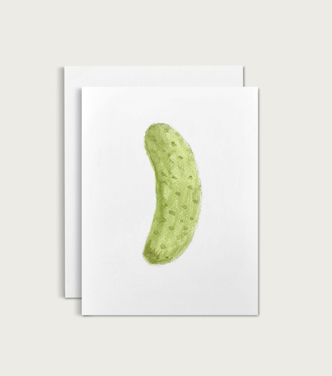 Watercolor Pickle Card: Blank Note Card With Envelope - Etsy