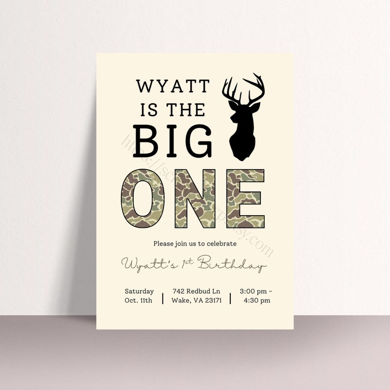 The Big One Birthday Invitation Template –little Buck Birthday Theme ...