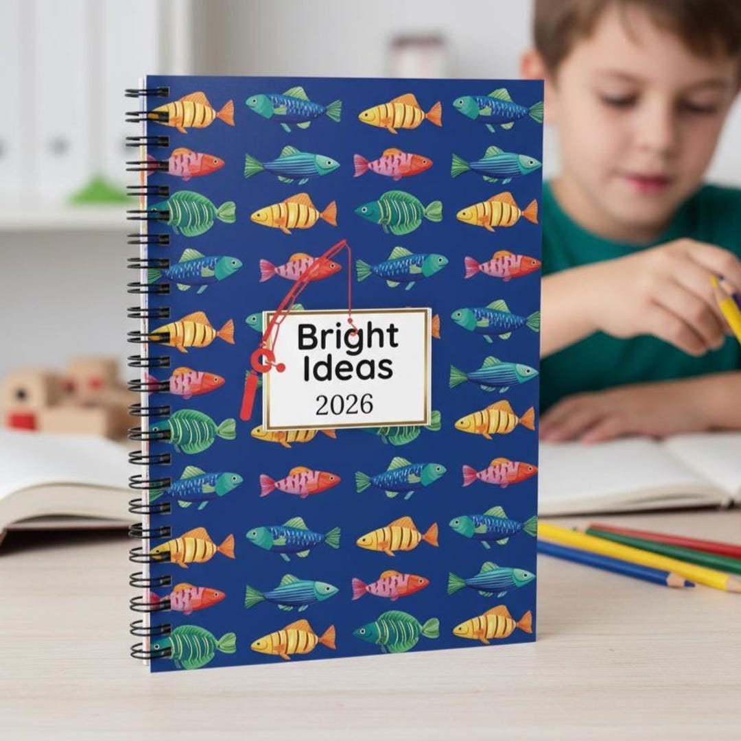 Personalized Kids Spiral Notebook, Colorful Fish Pattern, Ocean Theme ...
