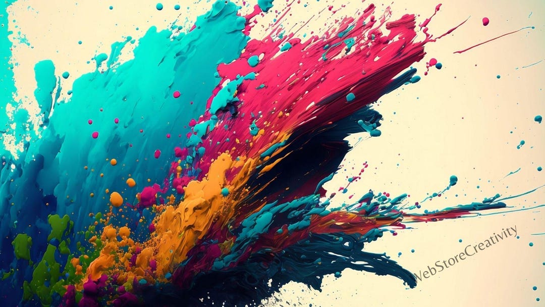 Abstract Vibrant Color Digital Wall Art 16x9 Modern Canvas Print ...