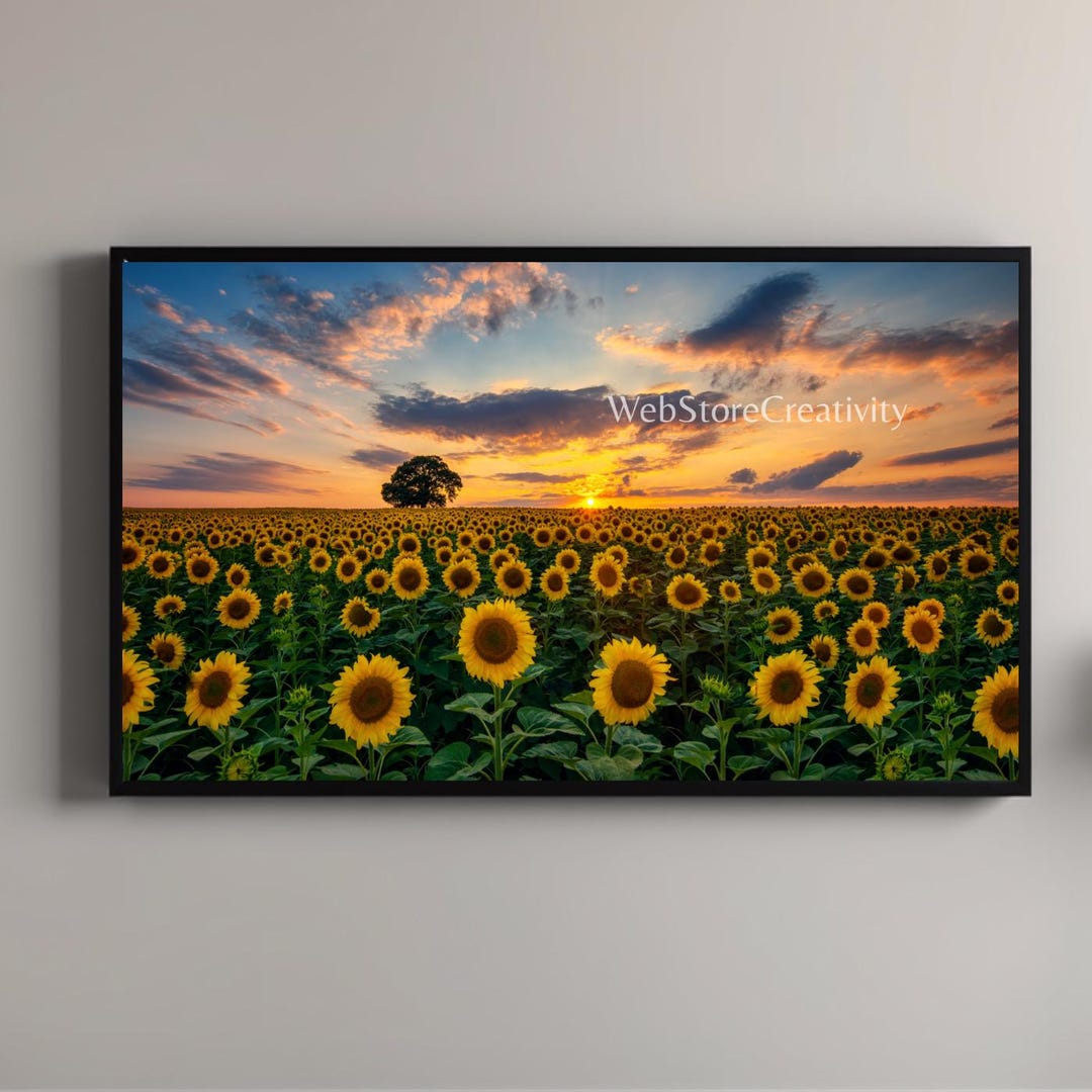Vibrant Sunflower Field Art Digital Print 16x9 Landscape Nature ...