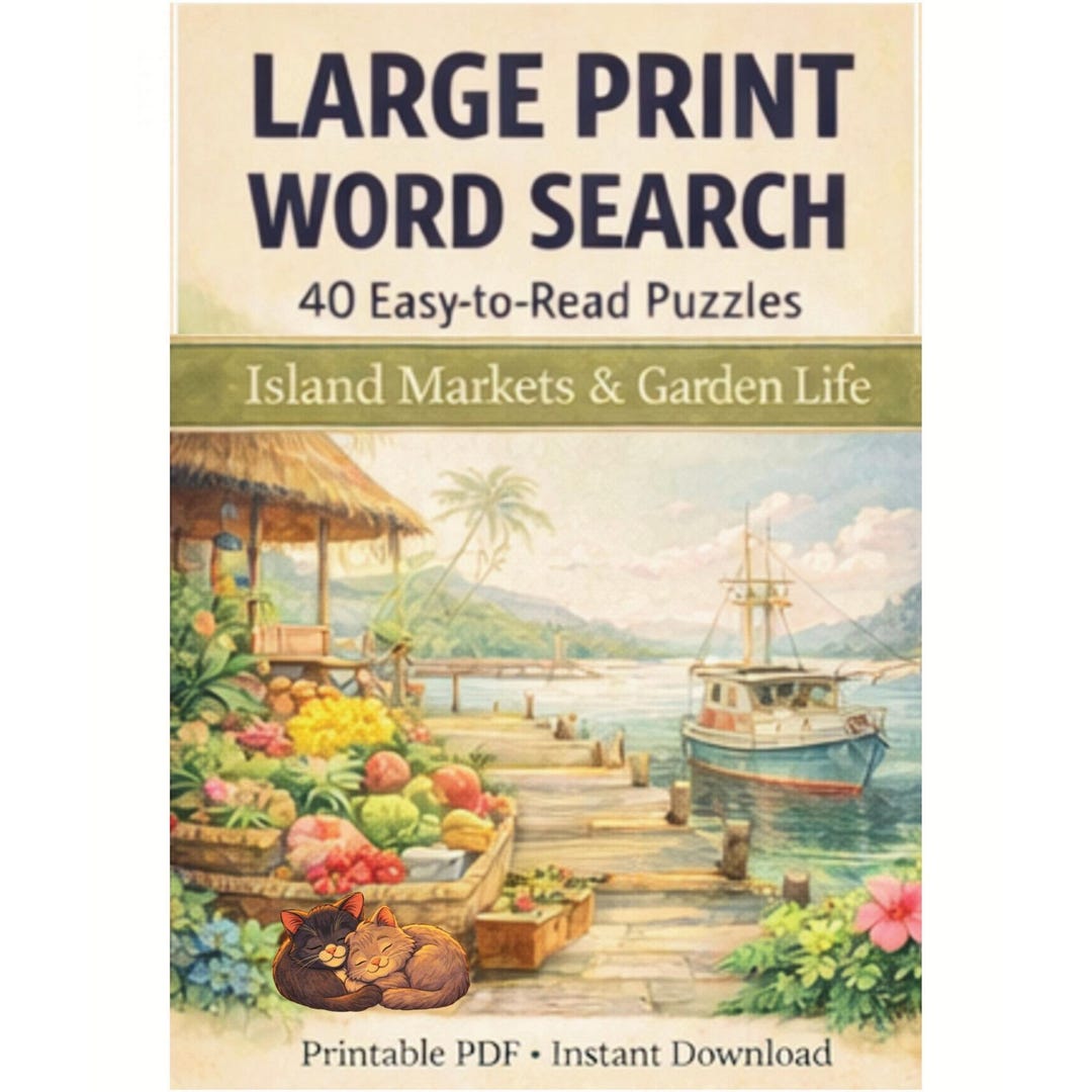 Large Print Word Search Printable | 40 Word Search Puzzles | Instant ...