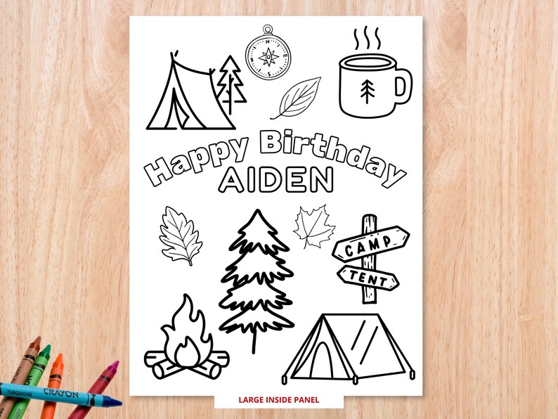 Kids Coloring Pages, Birthday Party Activity, One Happy Camper Coloring ...