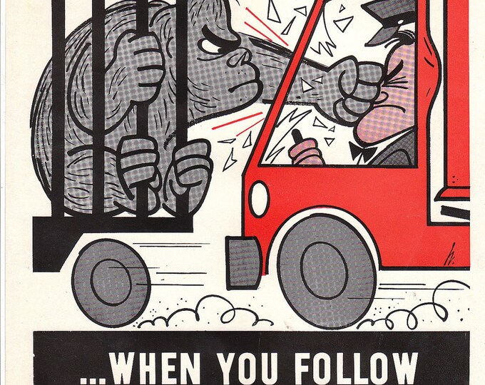 Vintage National Safety Poster Follow to Close Driving - Etsy