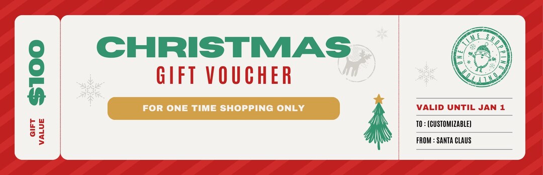 Printable Christmas Gift Voucher - Editable Template (instant Download ...