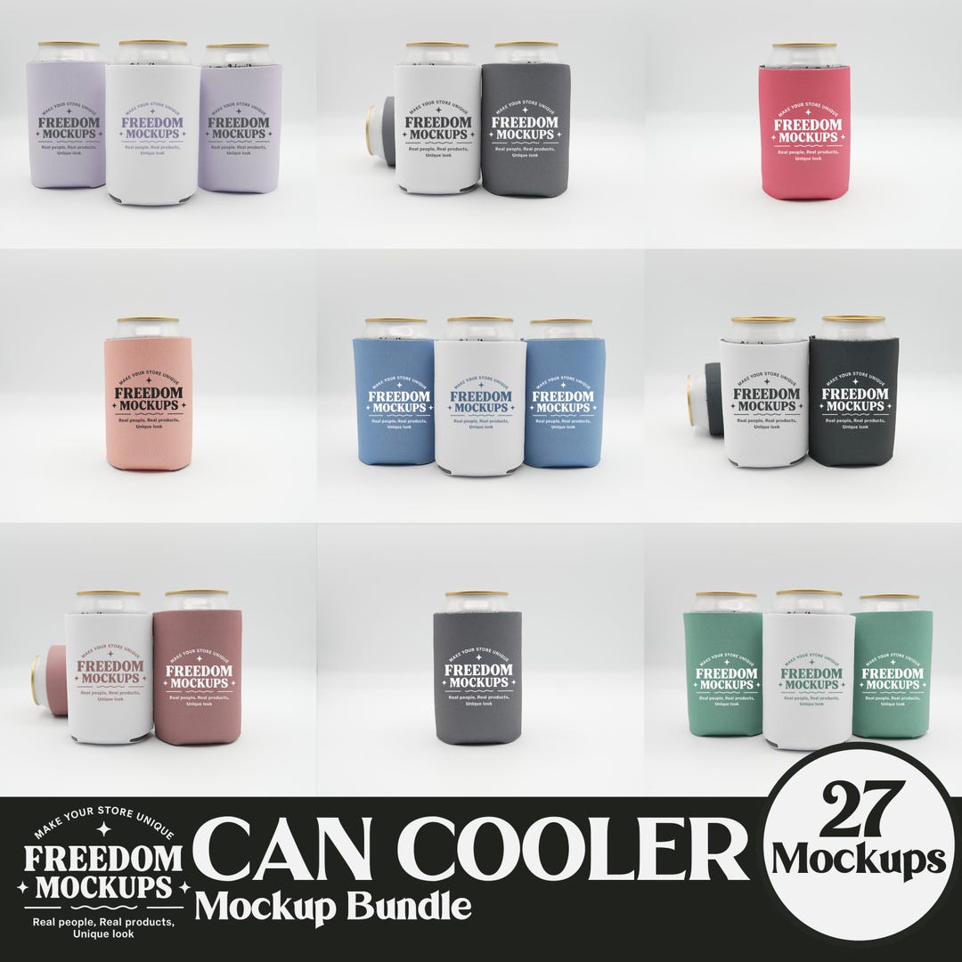 Can Cooler Mockup Bundle, Can Cooler Mockups, Drink Sleeve Mockup Pack ...
