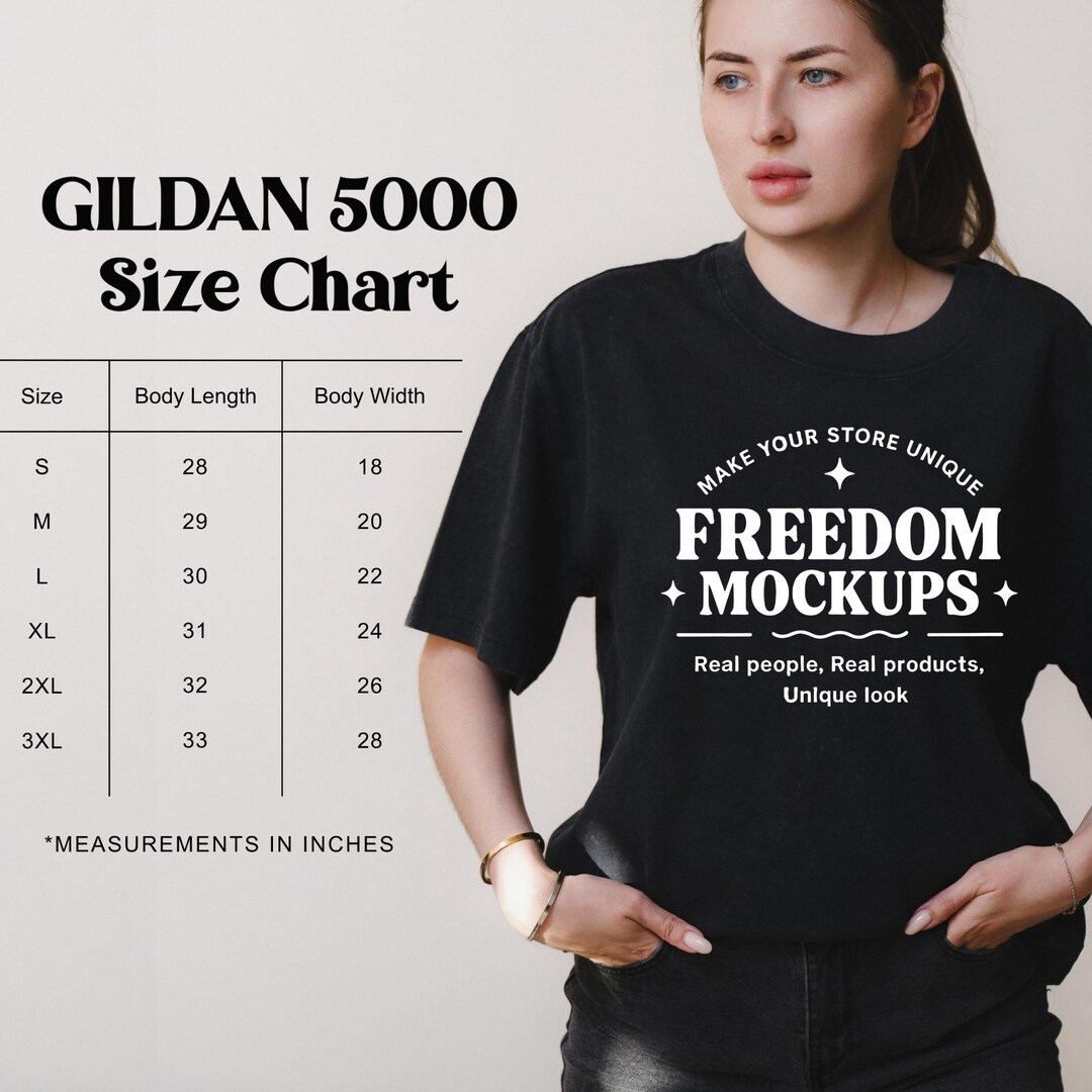 Gildan 5000 Video Size Chart Mockup, G500 Size Chart Mockup, 5000 ...