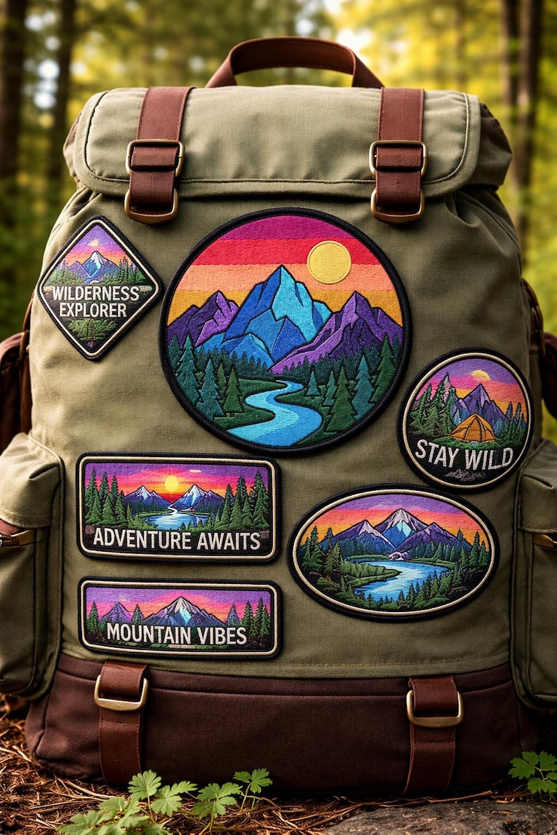 Mountain Patch Iron On, Nature Hiking Camping Badge, Outdoor Adventure ...