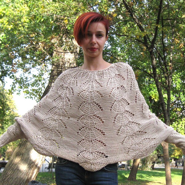 Hand Knit Poncho - Etsy