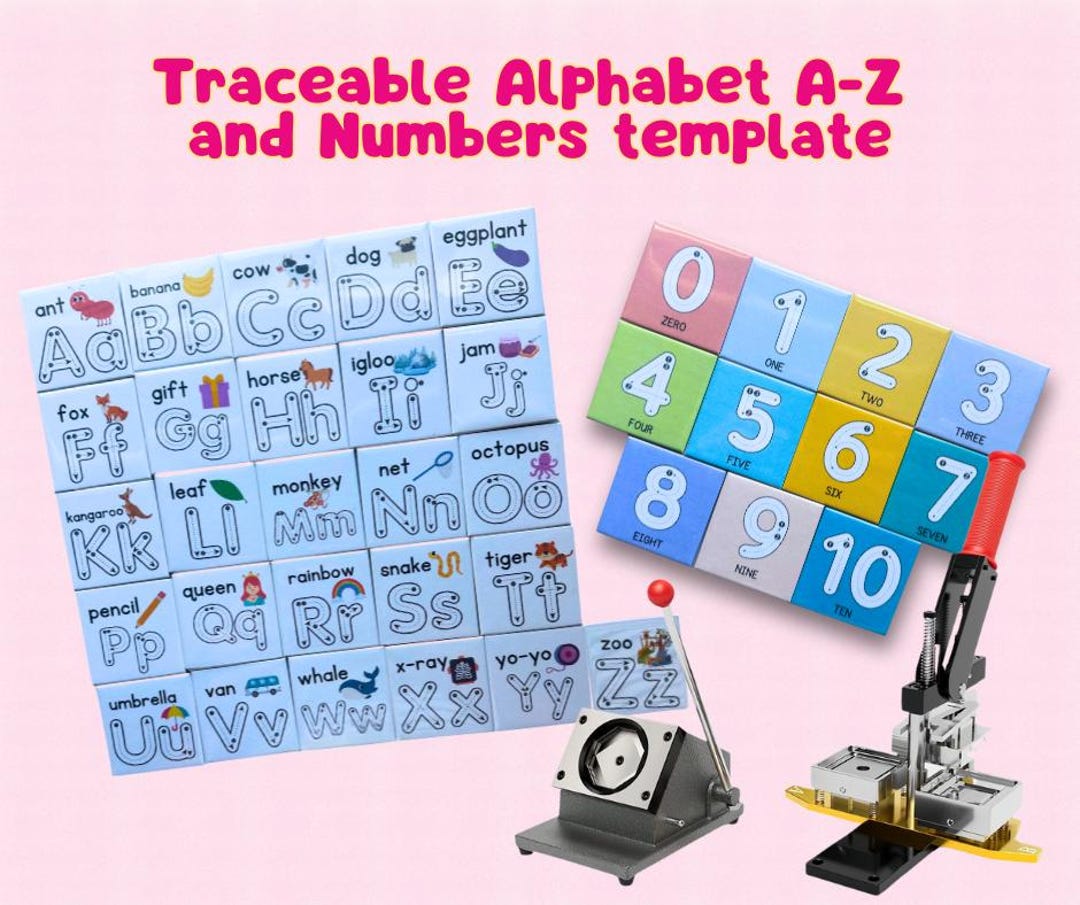 Alphabet & Numbers Tracing Worksheet | Magnet Press Canva Template ...